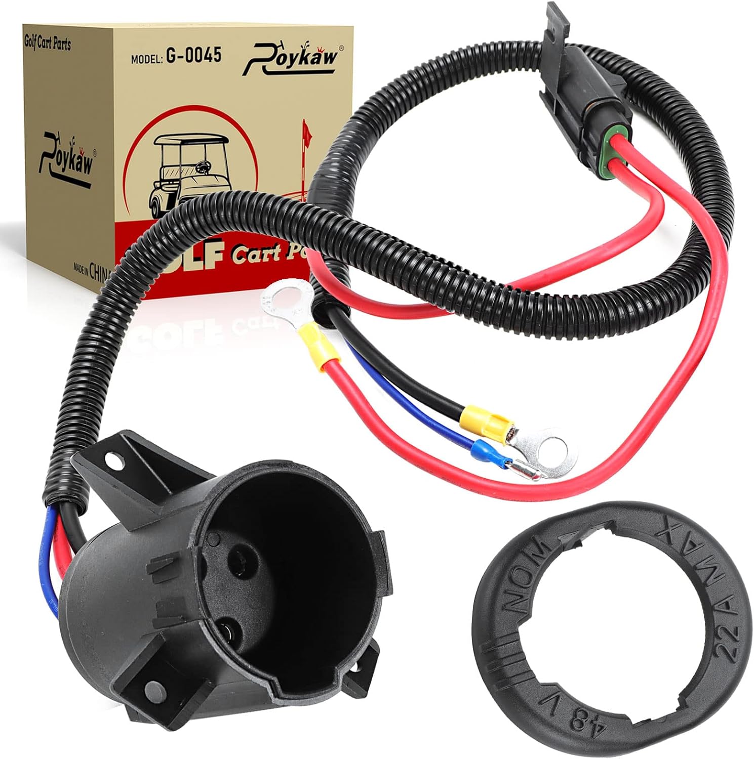 Amazon.com : Roykaw Golf Cart 48 Volts Charger DC Receptacle with Fuse ...