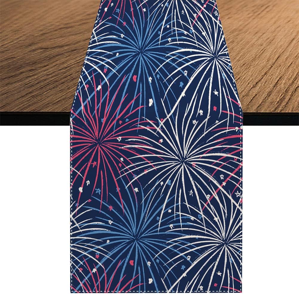 Amazon.com: Patriotic 4th of July Fireworks Table Runner, Memorial Day ...
