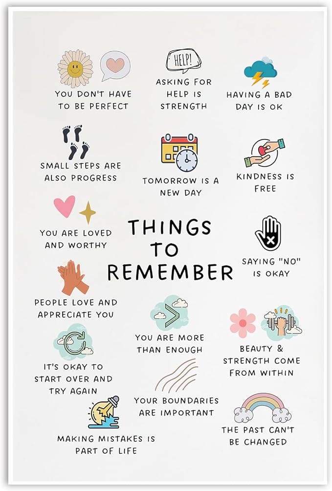 Amazon.com: Things to Remember | Therapy Office Decor School Counselor ...