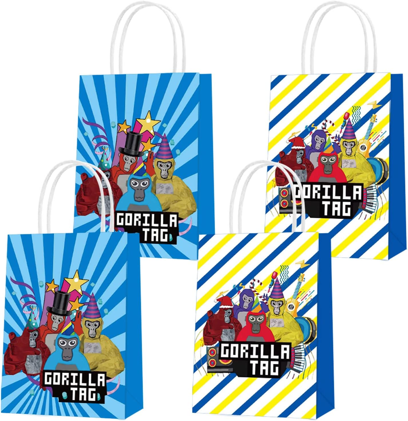 Amazon.com: LANXXY 16 Pcs Gorilla Tag Party Paper Gift Bags, 2 Styles ...