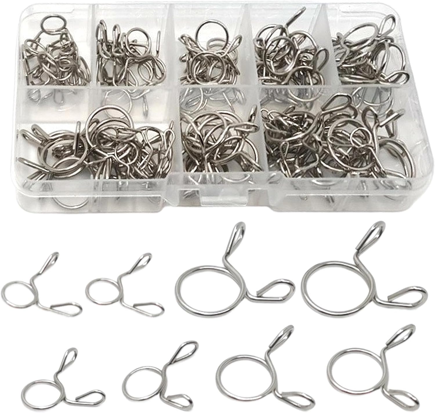 OTAIVE 100 Pcs Spring Hose Clamps,Fuel Line Hose Clips,Hose Clamp ...