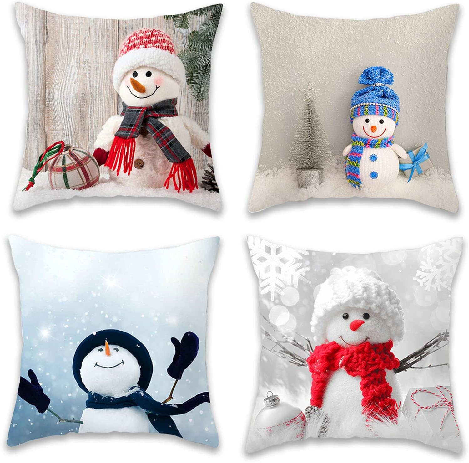 Amazon.com: SOTYSO Christmas Snowman Winter Throw Pillow Covers 18x18 ...