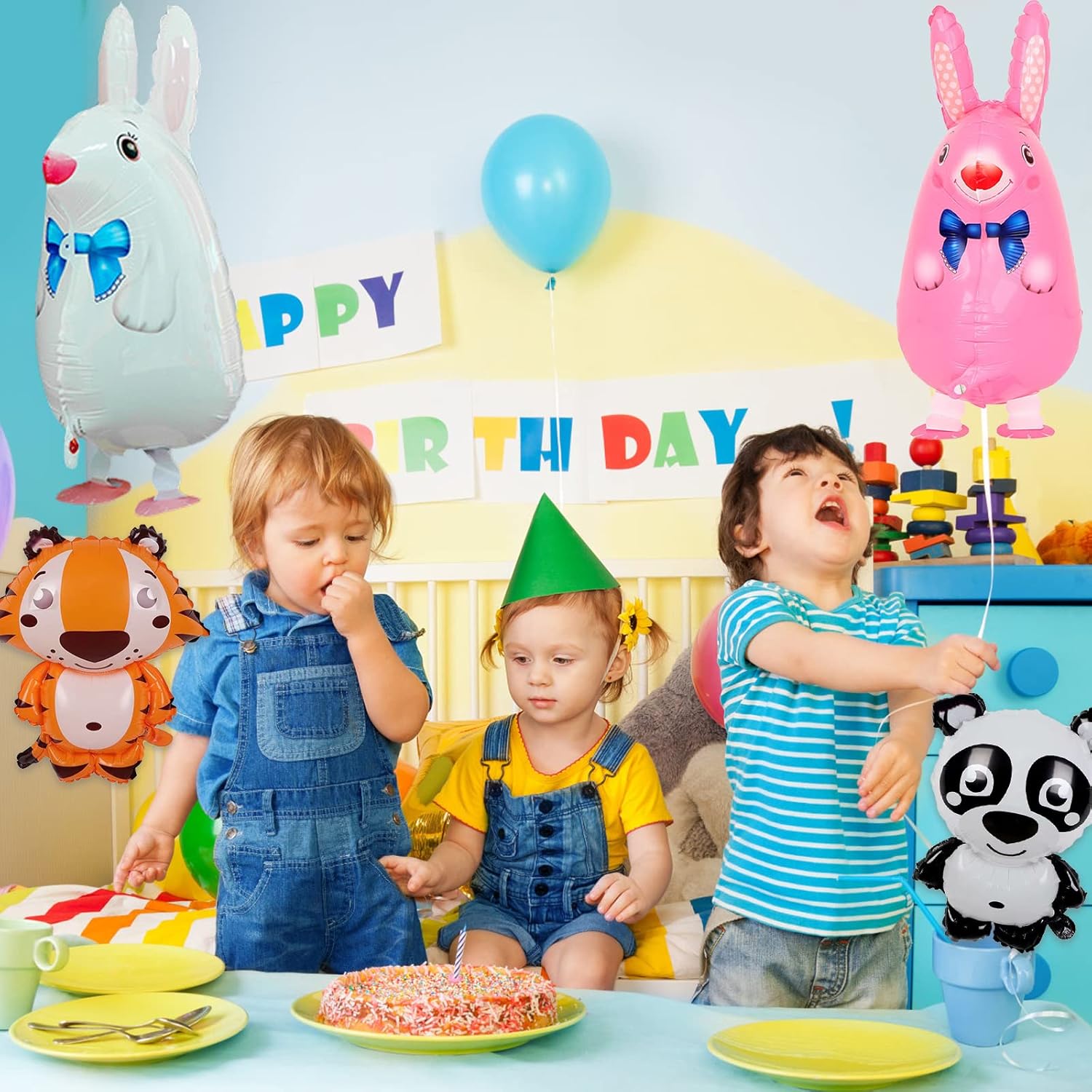 Rabbit Walking Balloons, 2pcs Pink White Rabbit Foil Balloons, 3D ...