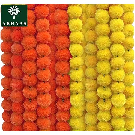 Buy Phool Mala Artificial Garland (Multicolour, 5 Piece, 4.5 feet Each ...