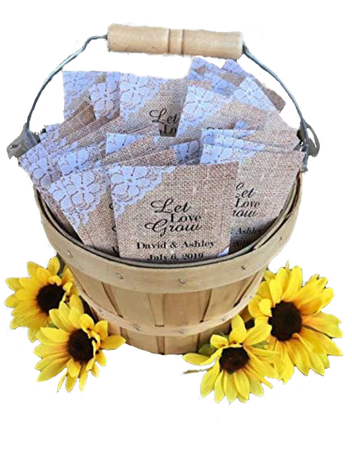 Amazon.com: Personalized wedding seed packets with burlap and lace ...