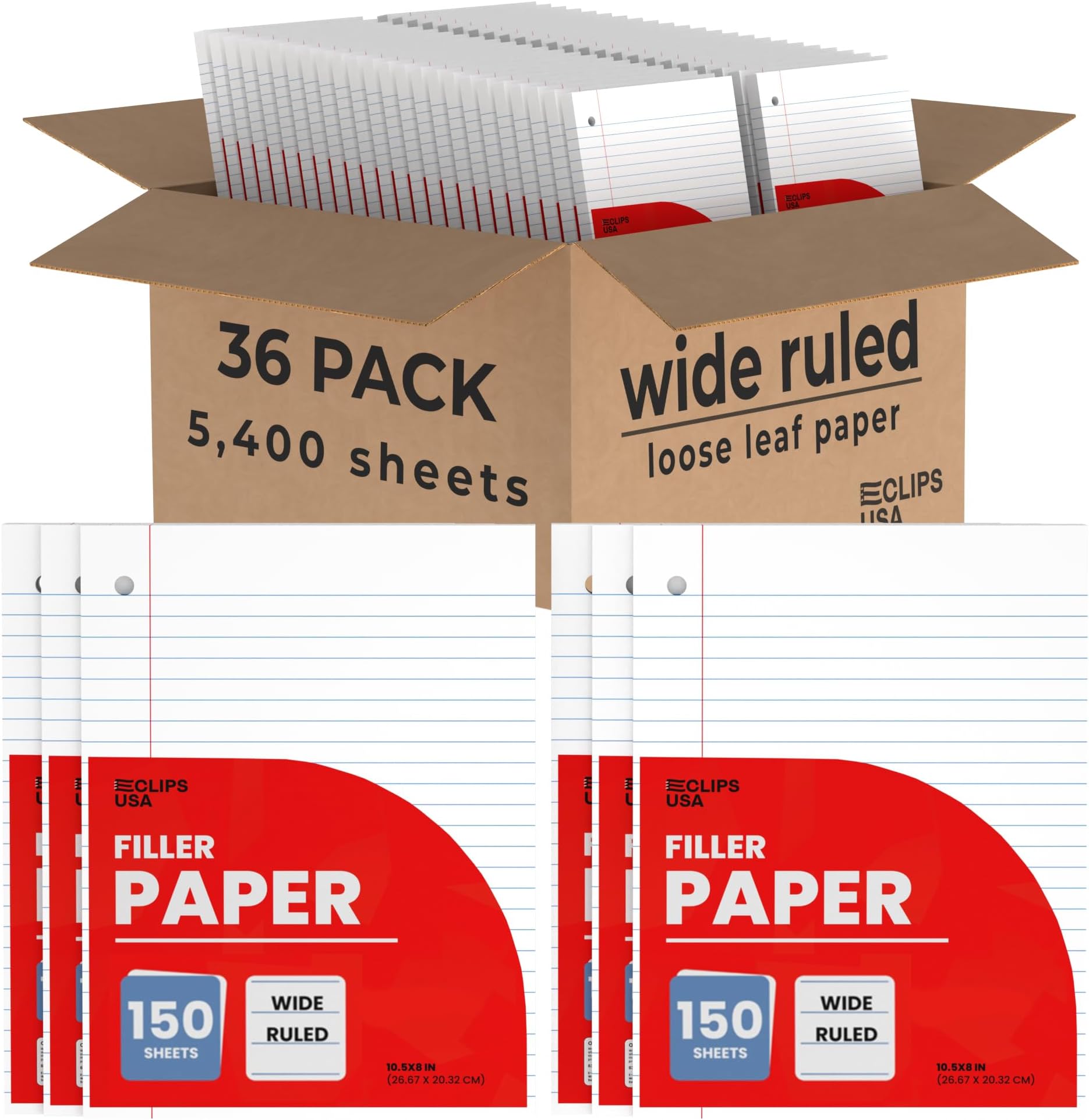 Amazon.com : Wide Ruled Notebook Paper, Loose Leaf Paper, 10.5” x 8 ...