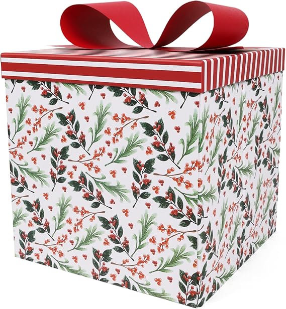 Amazon.com: LaRibbons Large Christmas Gift Boxes with Lids,10x10x10 ...
