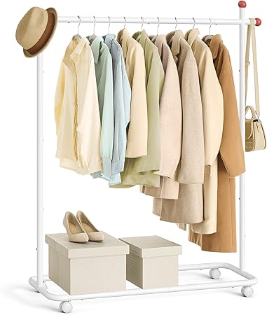 SONGMICS HOME Clothes Rack, Clothes Rail on Wheels, Portable Garment ...