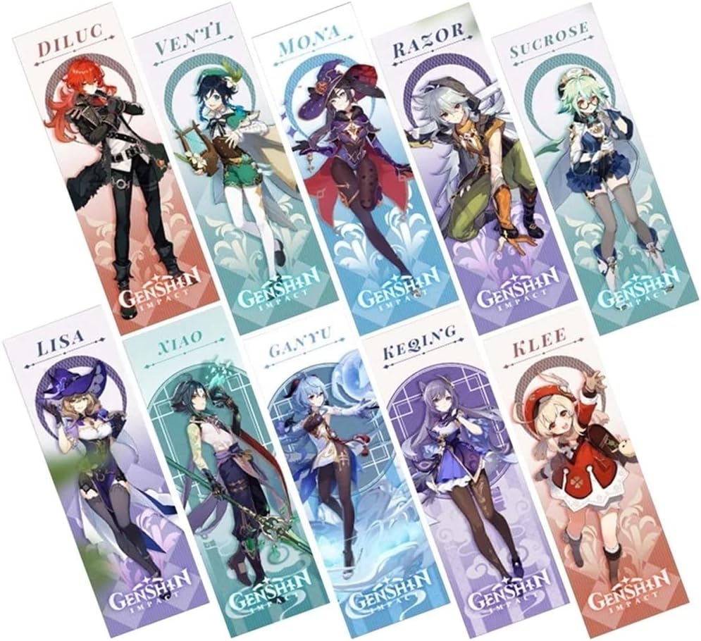 Amazon.com: DoubleChin 10 Piece Genshin Impact Bookmark Gift Set ...
