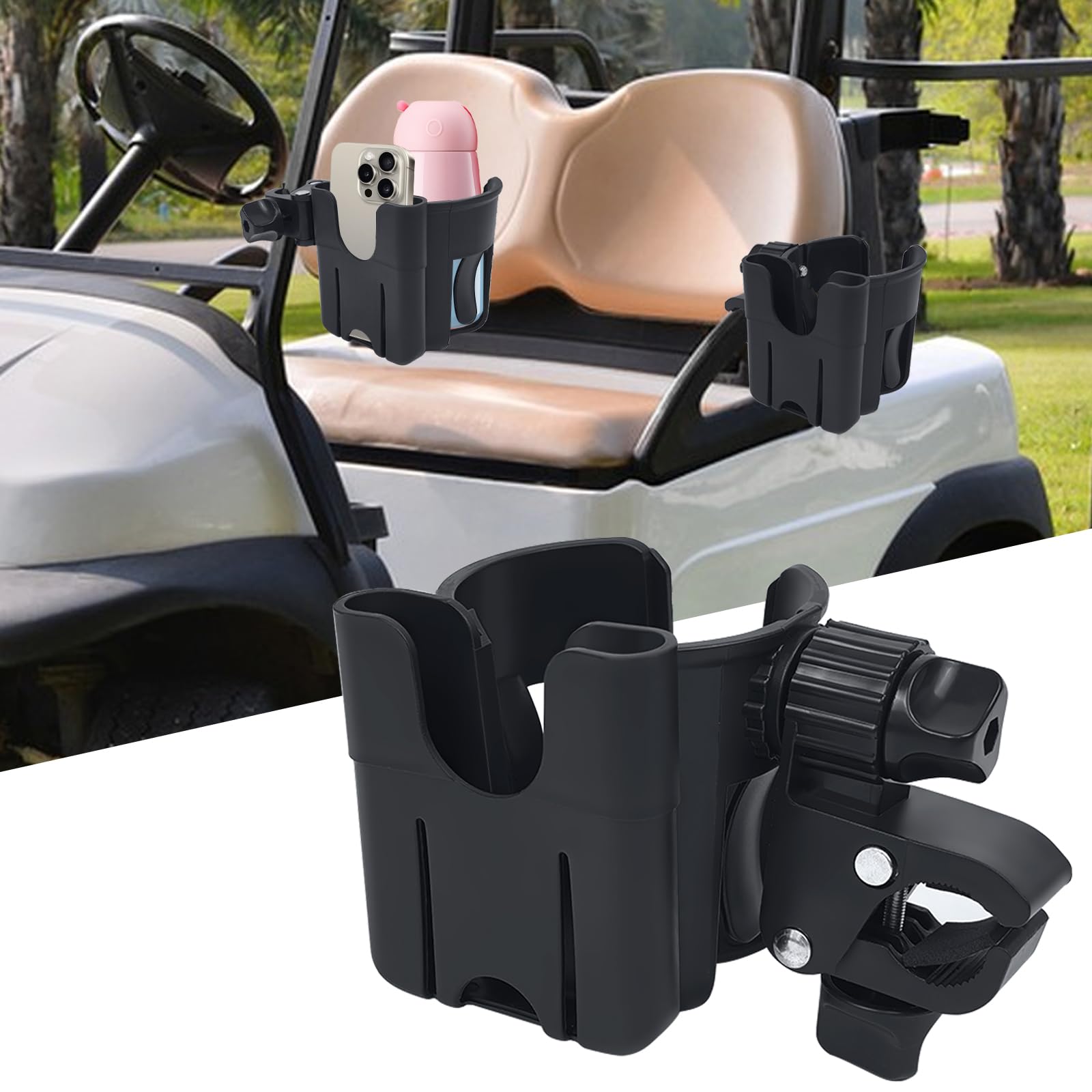 Amazon.com: Golf Cart Cup Holder with Phone Holder, Rear Seat Arm Rests ...