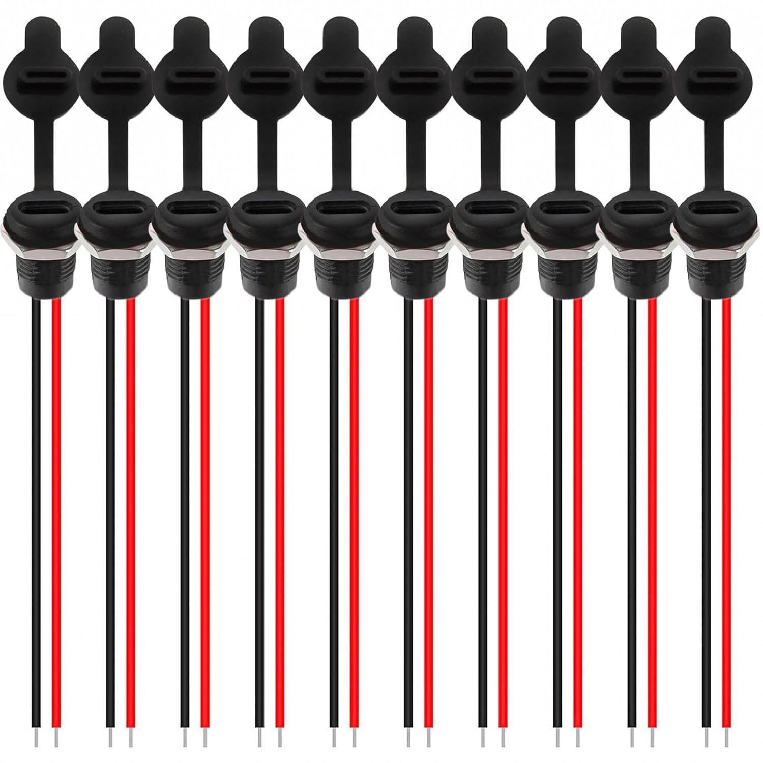 Amazon.com: Type-C Female Chassis 2 Pin Wire 22 awg Waterproof Jack ...