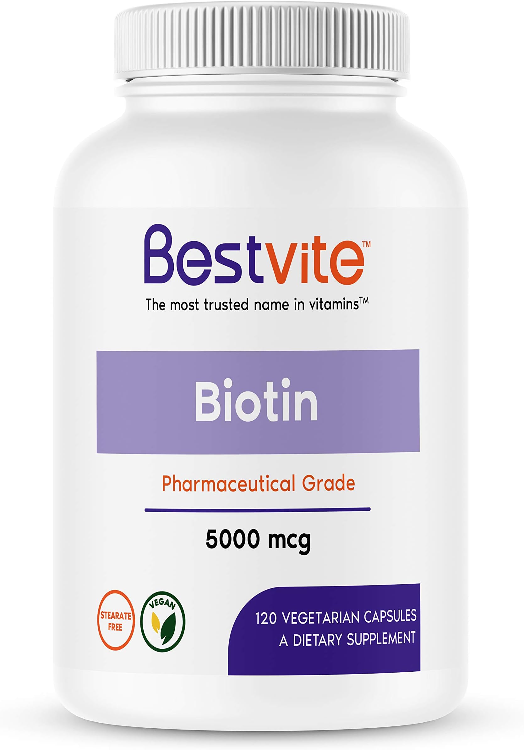 Amazon.com: Amazon Elements Vegan Biotin 5000 mcg - Hair, Skin, Nails ...