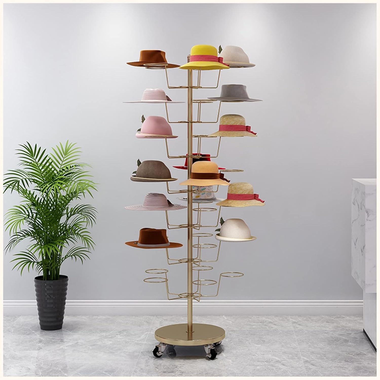 Amazon.com: FWTXZTER Metal Hat Rack, Retail Freestanding Hat Wig ...