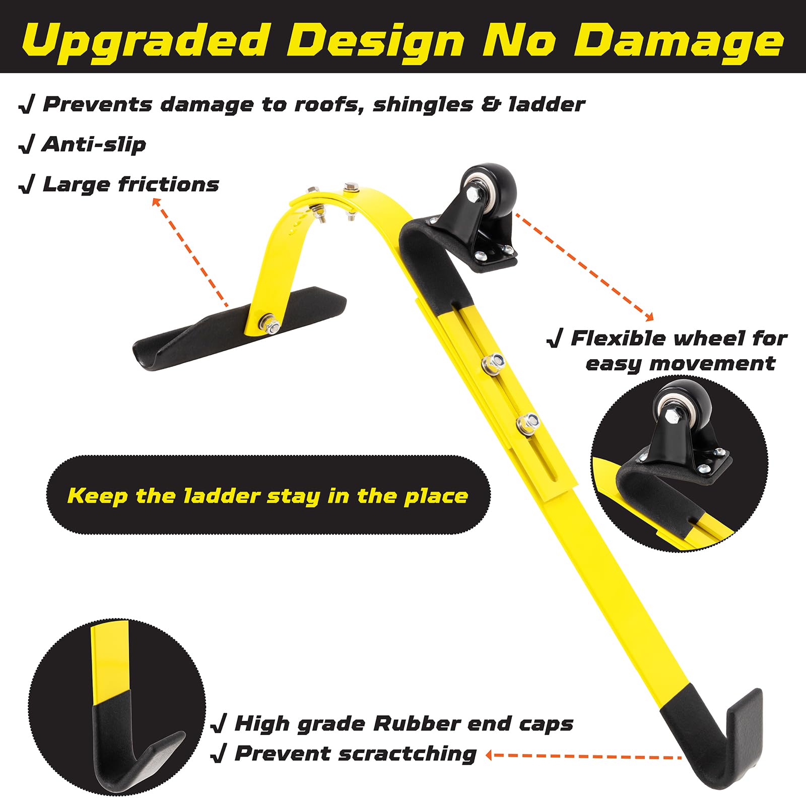 Ladder Hooks for Roof, Heavy Duty Steel Ladder Stabilizer with 360 ...