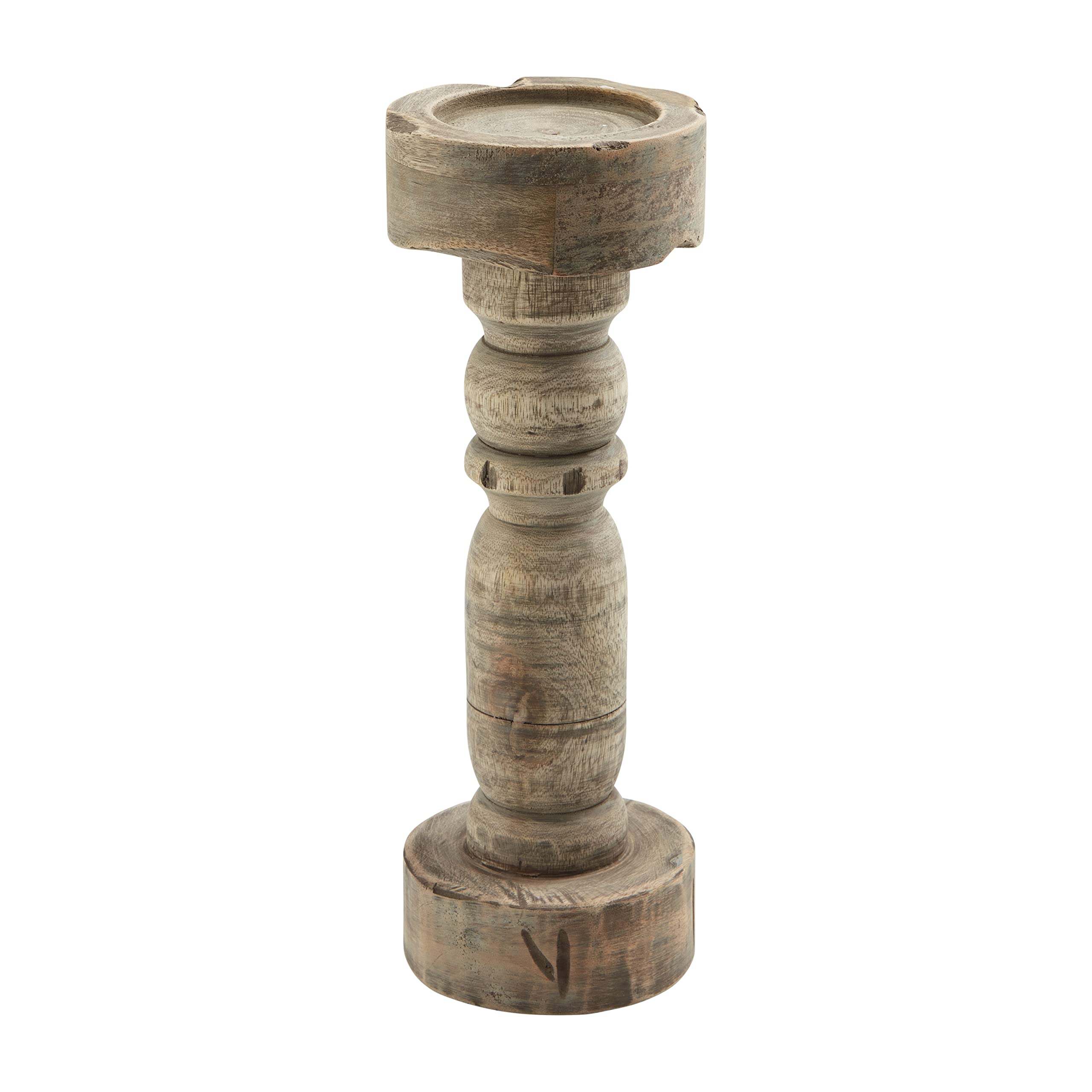 Amazon.com: Mud Pie Med Chunky Wood Candlestick, 13" x 4 1/2" Dia ...