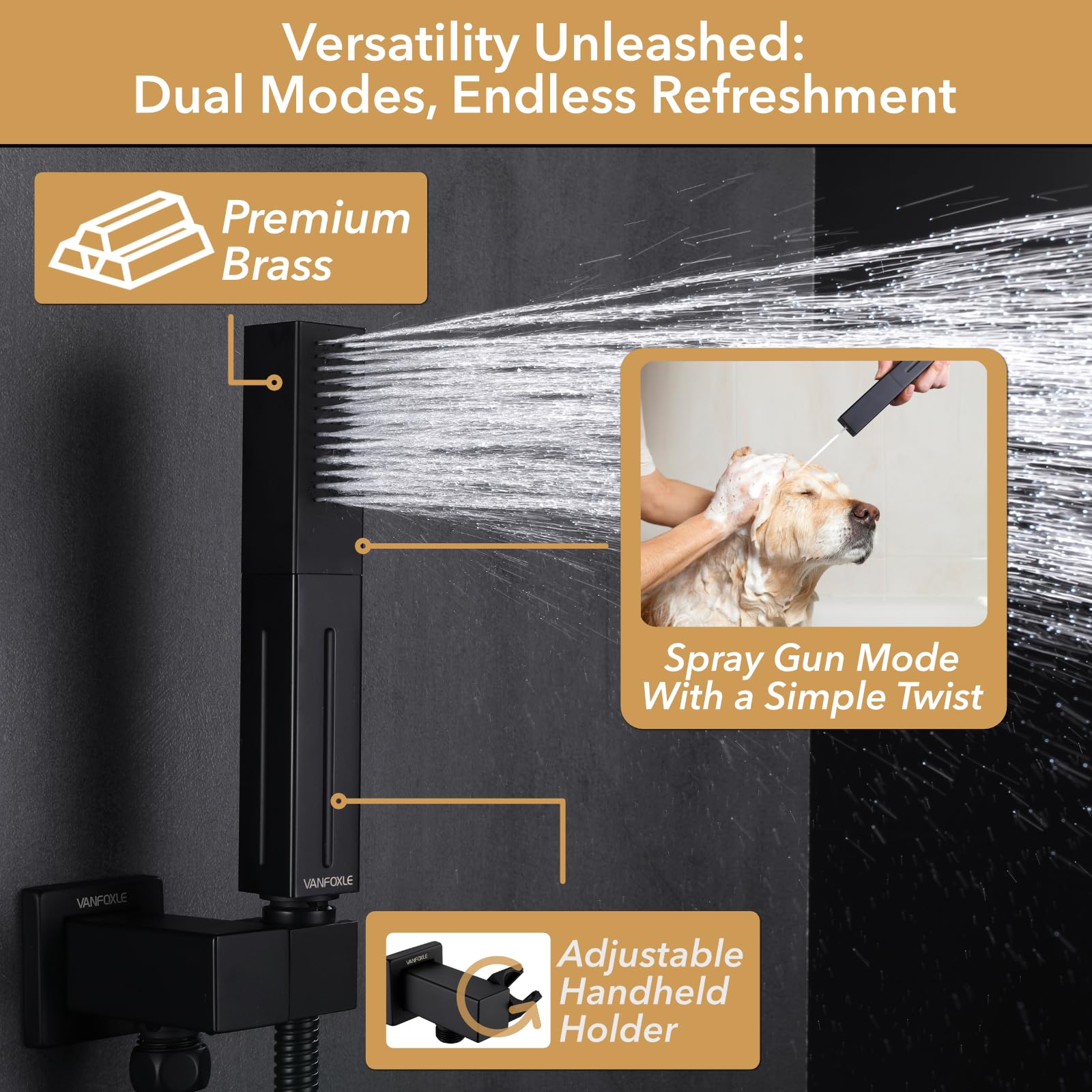 Snapklik.com : VANFOXLE Shower Faucets Sets Complete Matte Black Shower System 10 Inches ...