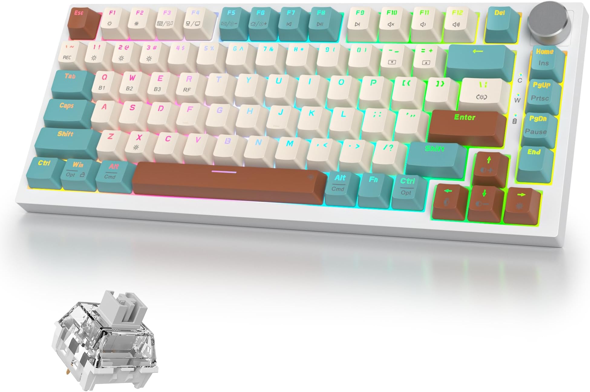 iRoboosta 400PRO 75% Wireless Creamy Mechanical Keyboard Bluetooth ...