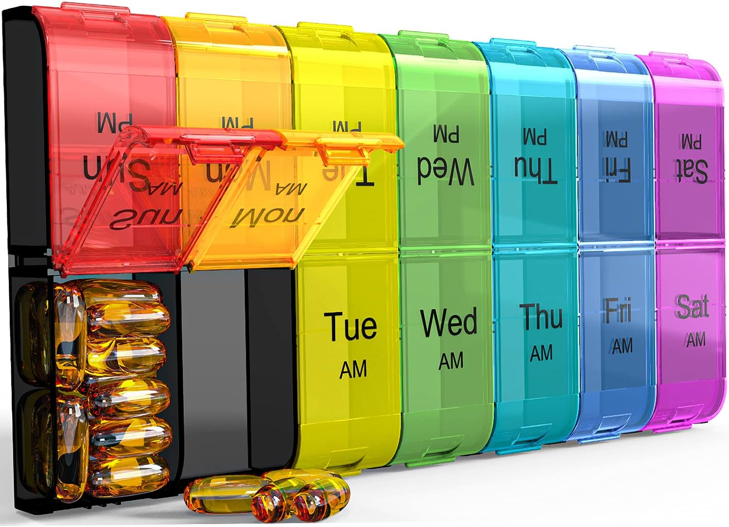 Amazon.com: Jumbo Extra Large 9" x 4.75" Pill Organizer 7 Day 2 Times a ...