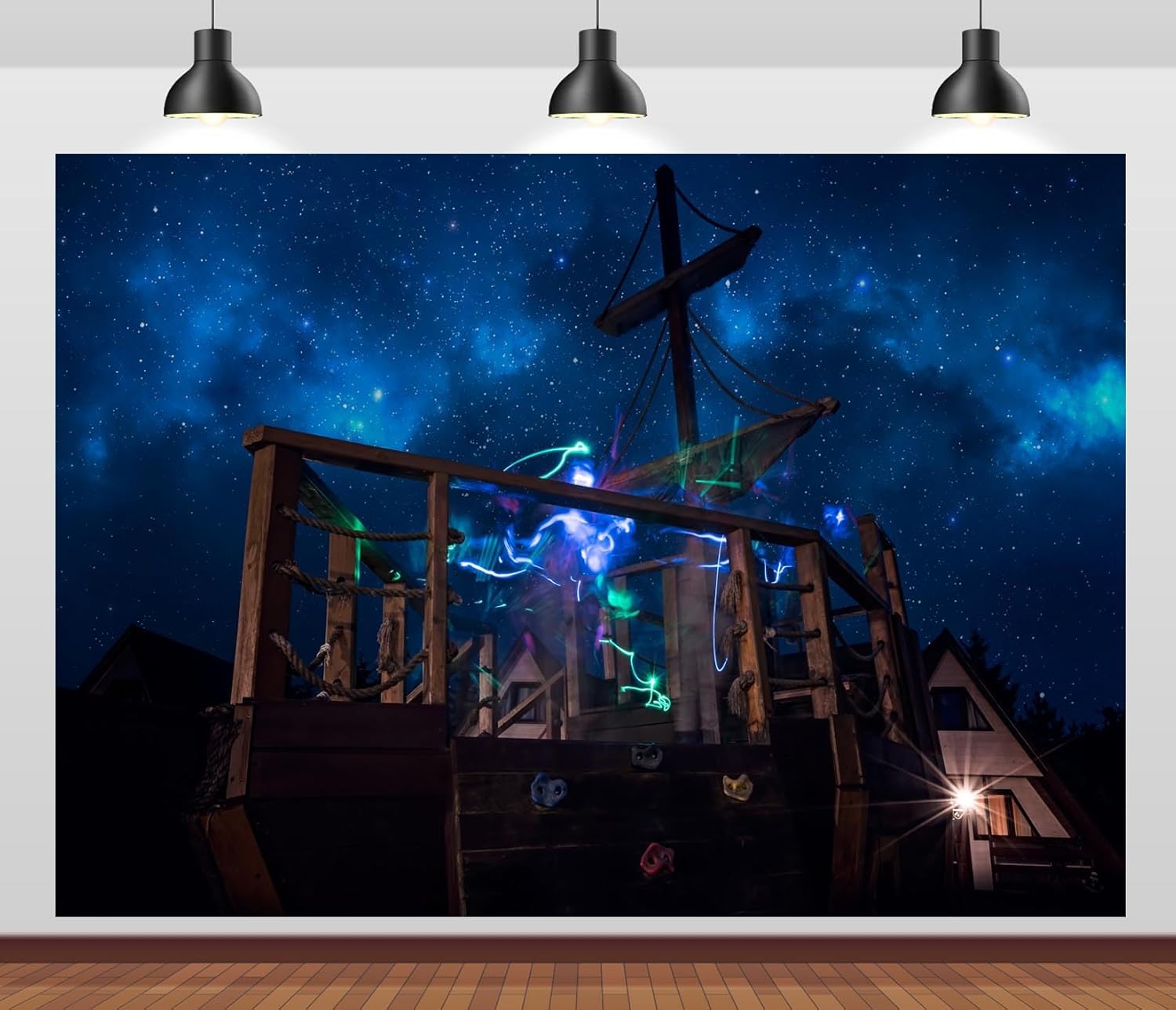 Amazon.com : CORFOTO 5x3ft Ghostly Pirate Ship Backdrop Horror ...