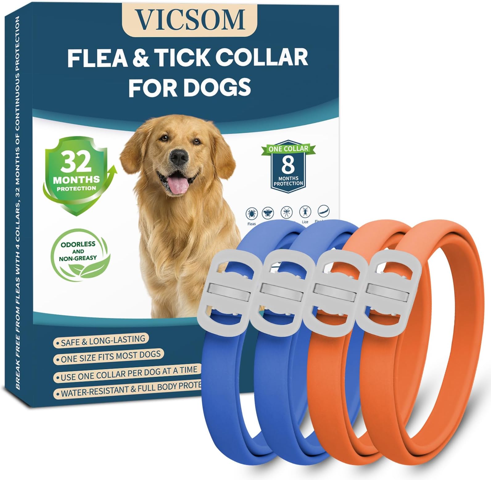 Amazon.com : Allyeah Natural Flea and Tick Collar for Dogs - 4 Pack, 8 Months Long-Lasting ...