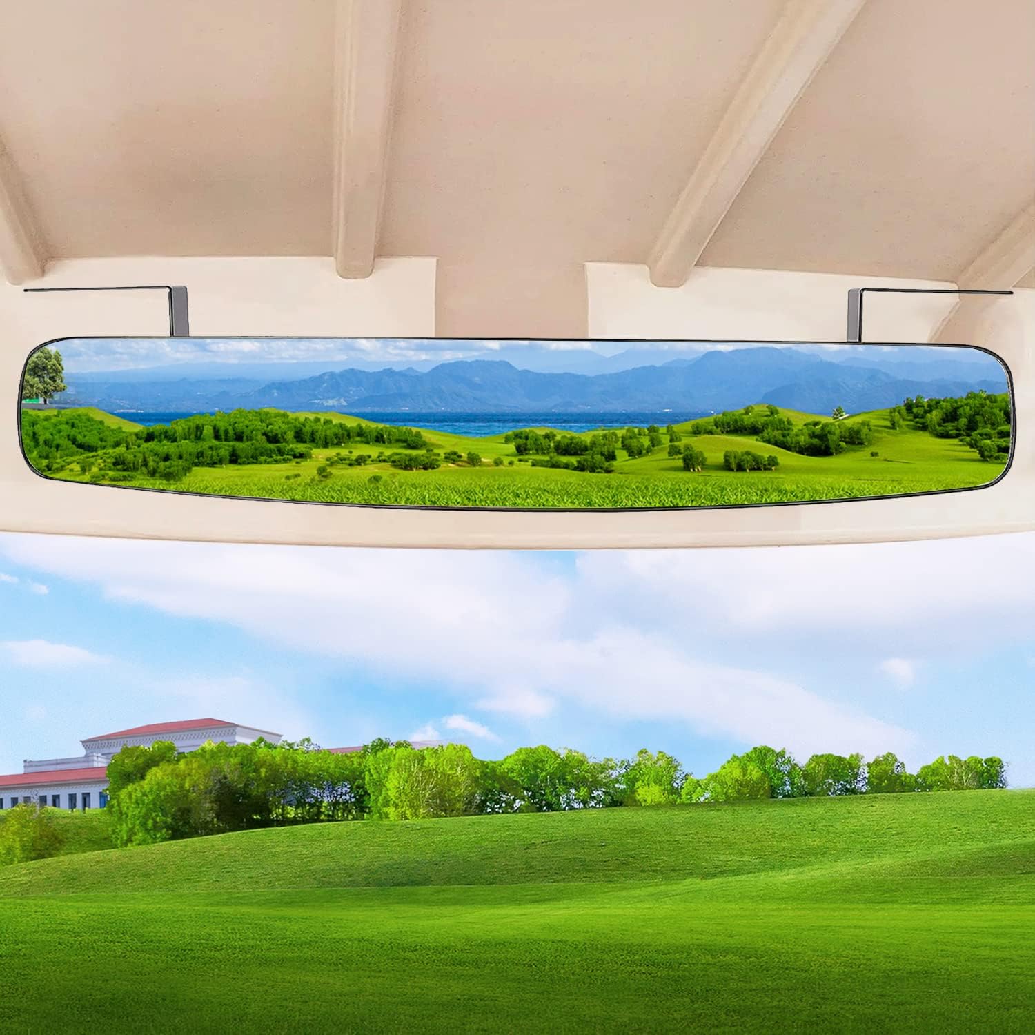 Golf Cart Rear View Mirror 180 Degree Panoramic Mirror (Black+White ...
