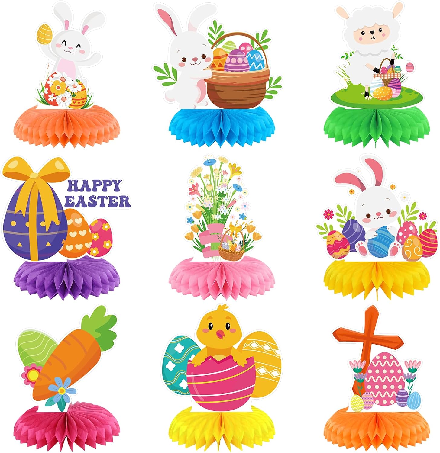 Amazon.com: Yoomod Easter Decorations - 9PCS Easter Honeycomb ...