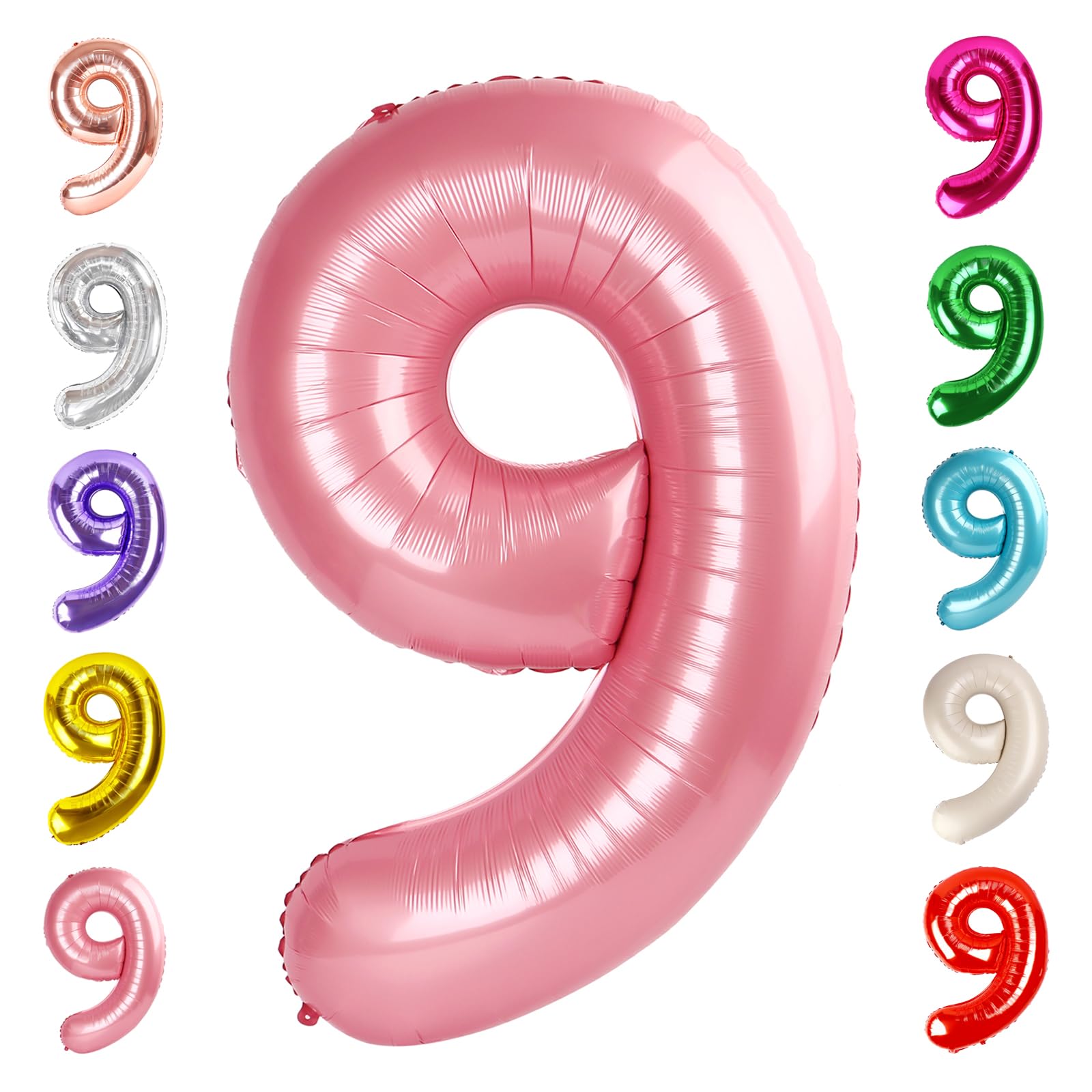 Amazon.com: 9 Balloon Pink Number Balloons 40 Inch, Large Balloon ...