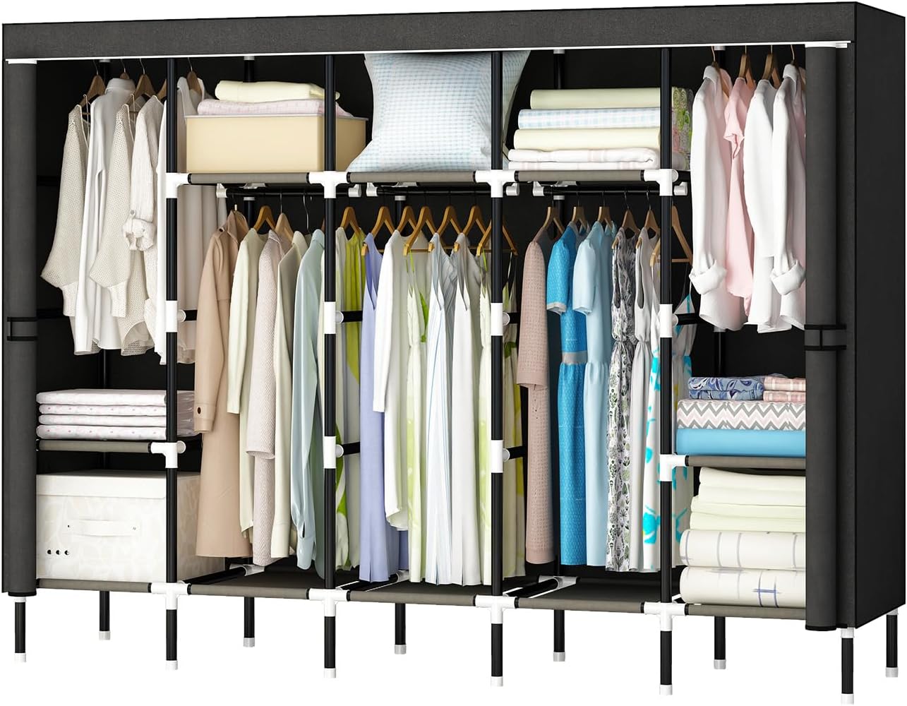 Amazon.com: Pokfeic 80in Portable Closet Wardrobe, Closet Organizers ...