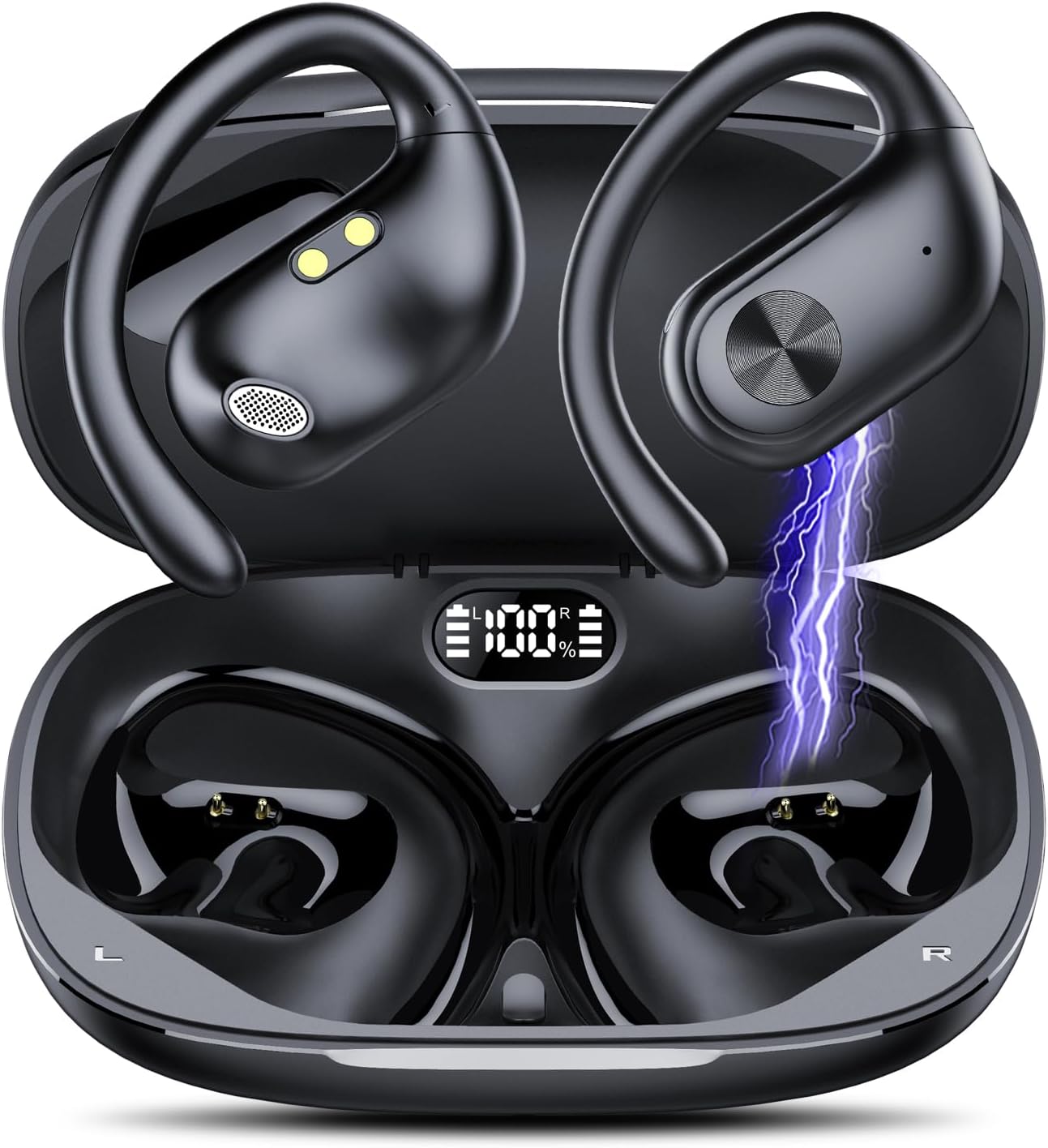 FAMOO Open Ear Headphones, Bluetooth Headphones 5.3, 60H Playtime, True ...