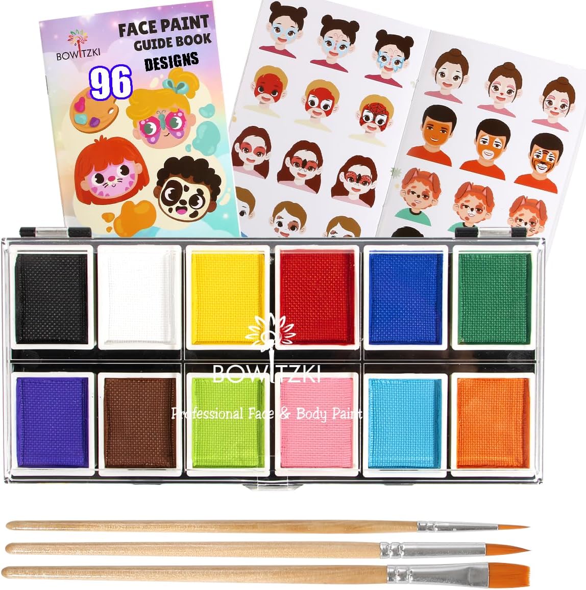Professional Face Paint Kit, Bowitzki 12 Colors Non Toxic ...