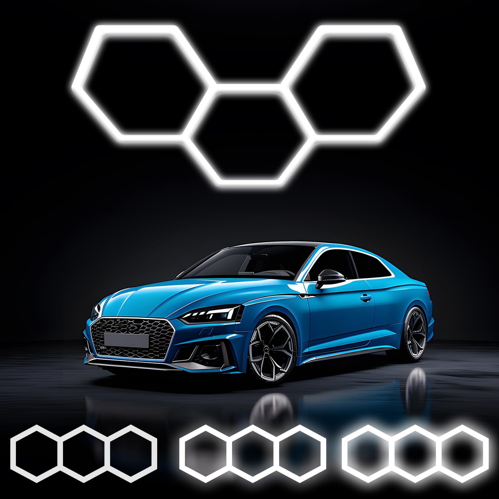 ALLYES KX Hexagon LED Garage Light, Dimmable Hex Shop Lights 6500K ...