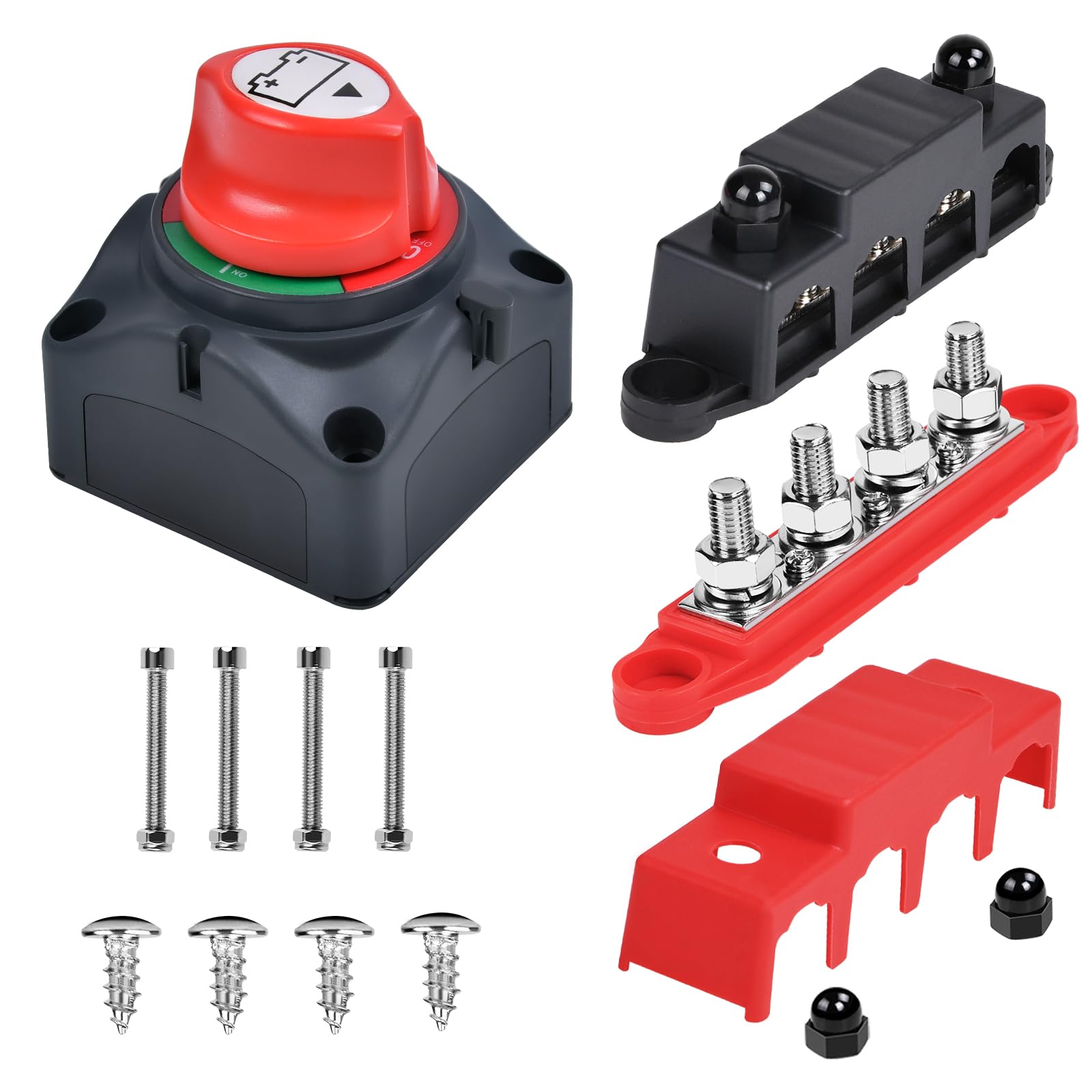 Amazon.com: 12v Bus Bar Power Distribution Block with 4X 3/8" Studs ...