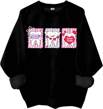 Amazon.com: vcukdoi Valentine Dental Sweatshirt Sweet Tooth Heart Tooth ...
