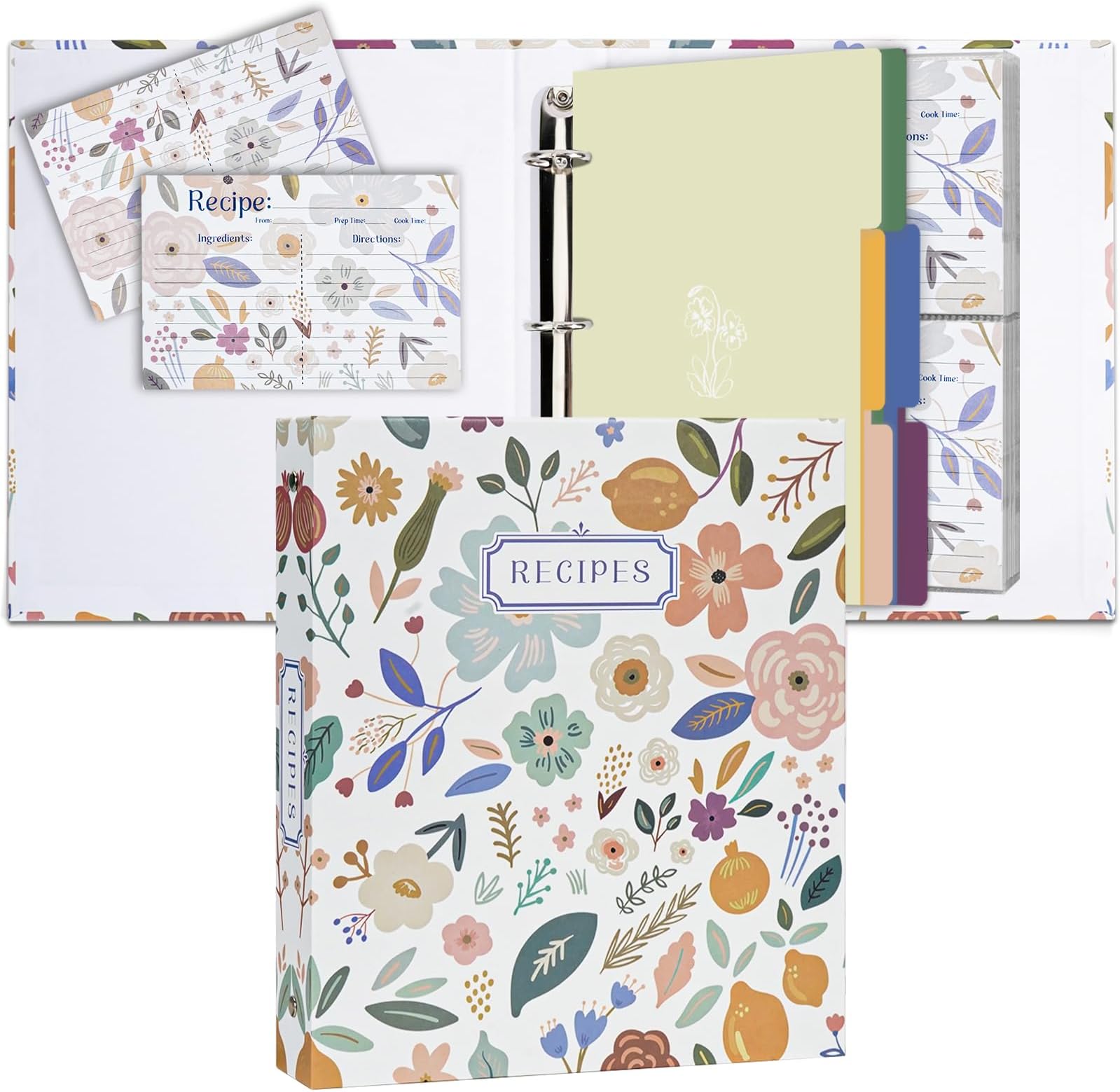 Amazon.com: Hiwhy Recipe 3 Ring Binder 8.5x9.5, Full Page 3 Ring Recipe ...