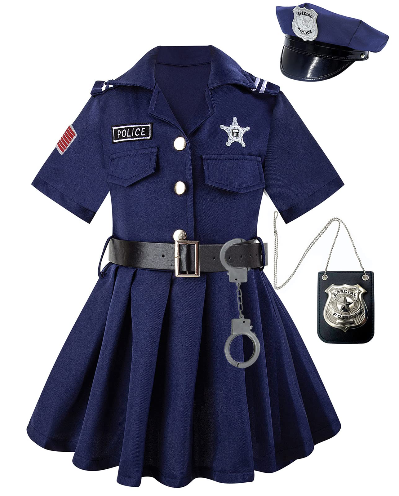 Amazon.com: Gomukot Kids Police Costume American Police Uniform Set for ...