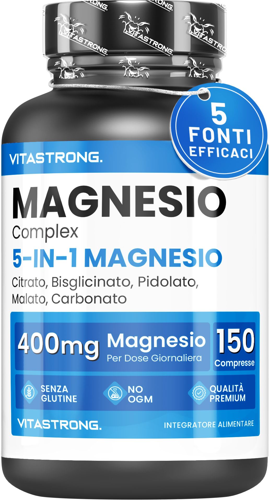 MAGNESIO COMPLETO 400mg - 5 in 1 Magnesio - Magnesio Bisglicinato ...