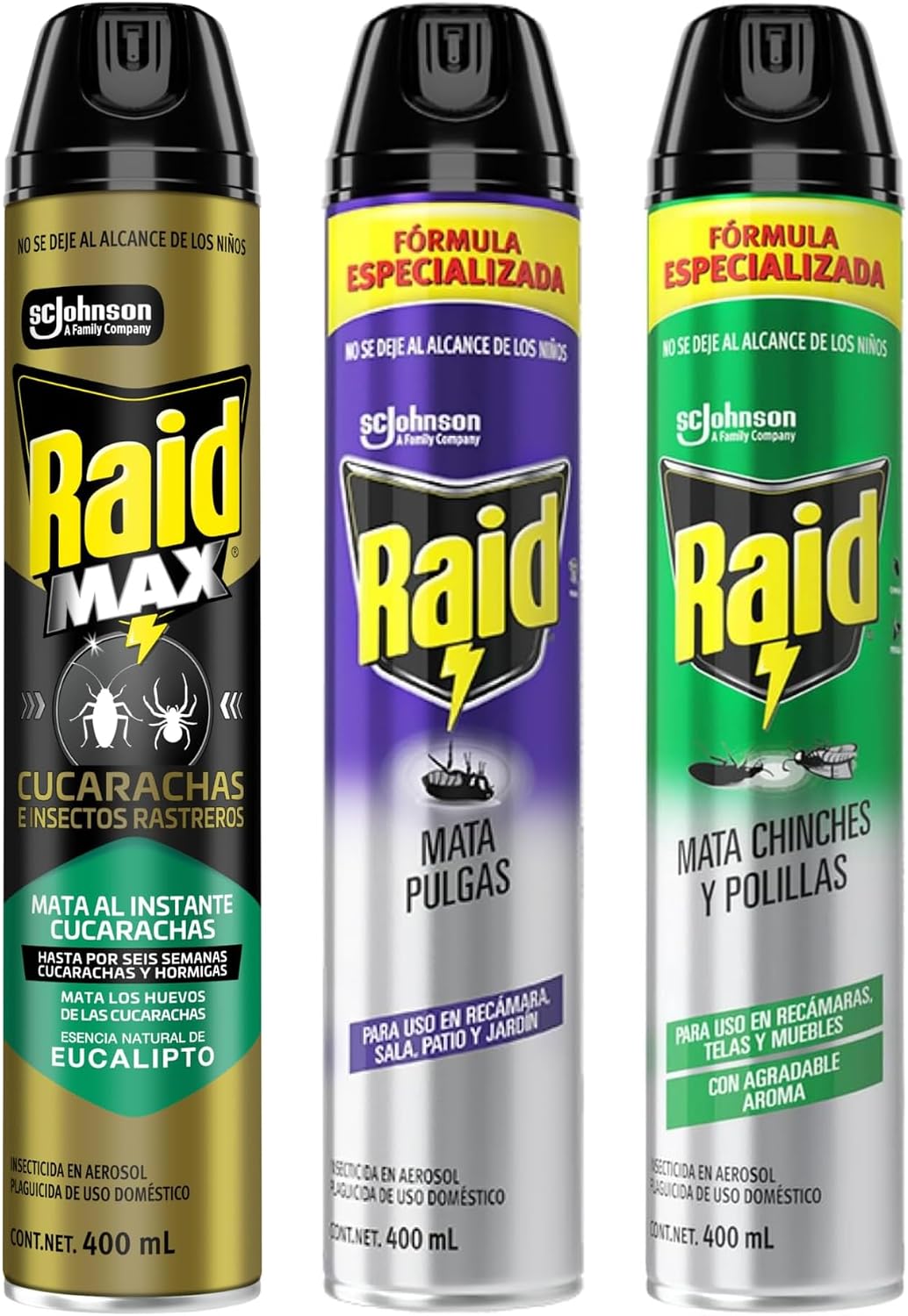 Raid Kit Insecticida en Aerosol Max Mata Cucarachas, Pulgas Chinches y ...