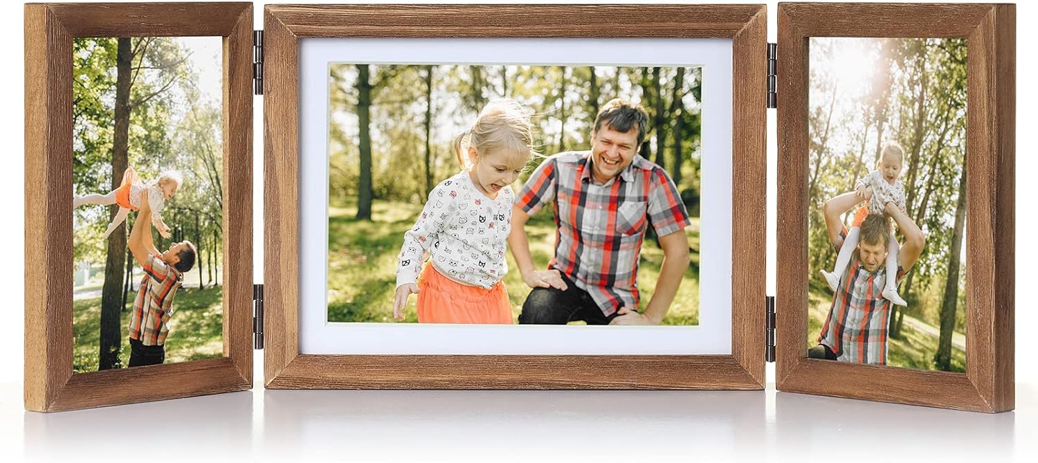 Amazon.com - Tamolus 3 Vertical Horizontal Hinged Wood Picture Frame ...