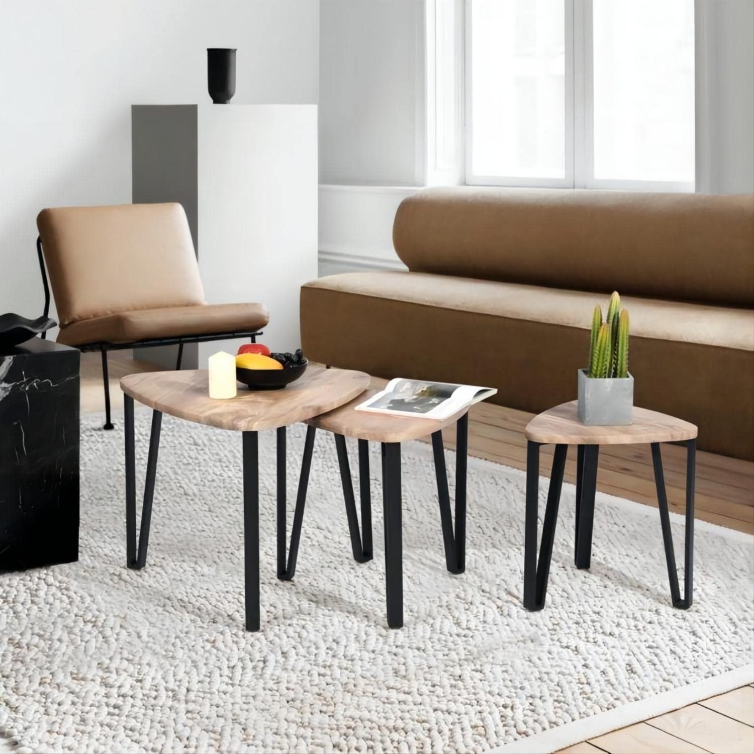 Amazon.com: Nesting Coffee Table, Set of 3 End Tables for Living Room ...