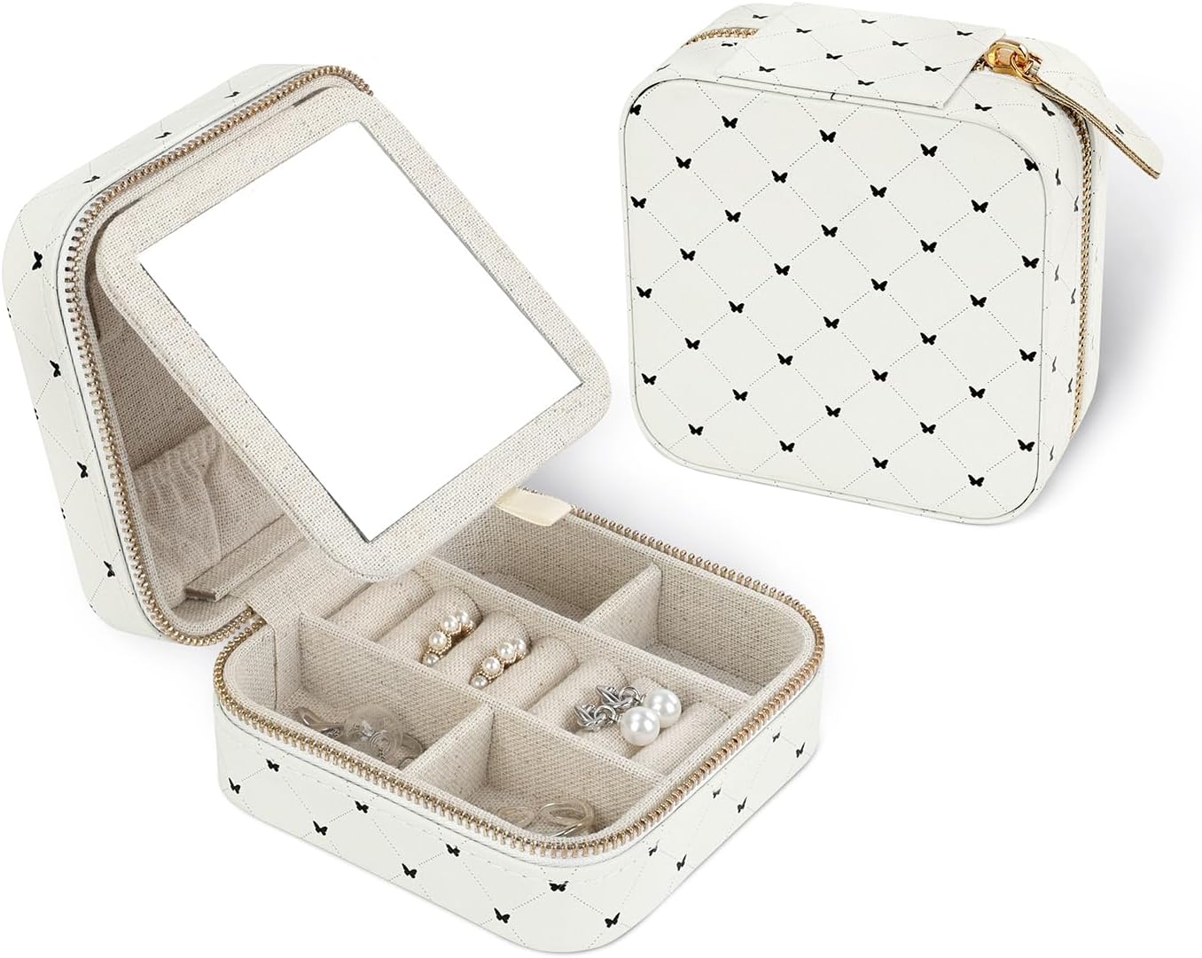 Amazon.com: HDE Girl's Travel Jewelry Case Faux Leather Mini Organizer ...