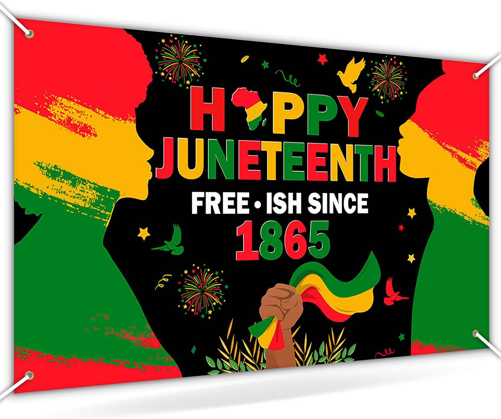 Amazon.com : Large Size Black History Month Happy Juneteenth Yard Fence ...