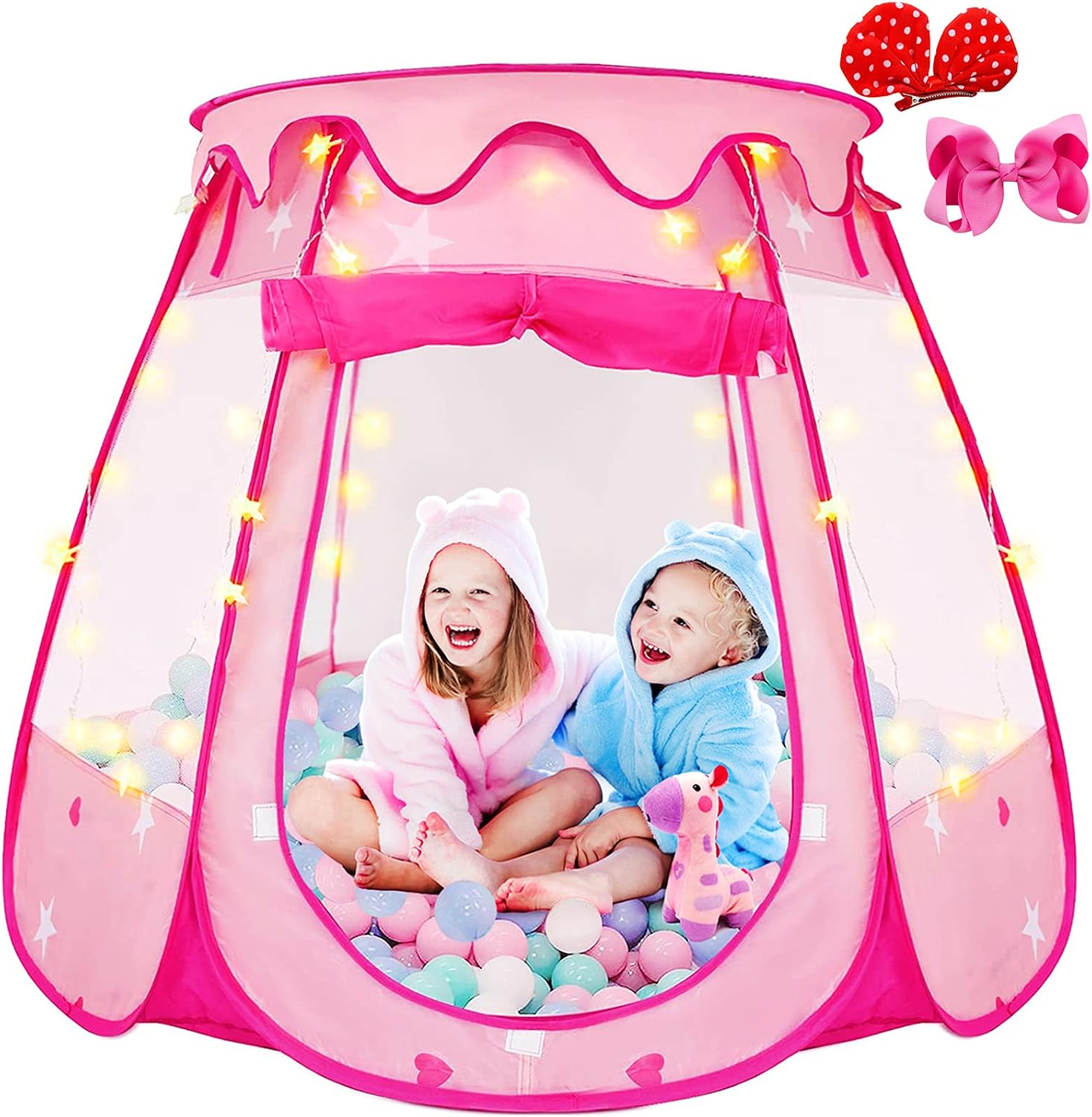 Amazon.com: Tent (Girl Play Tent with Star Light & Clips) : Toys & Games