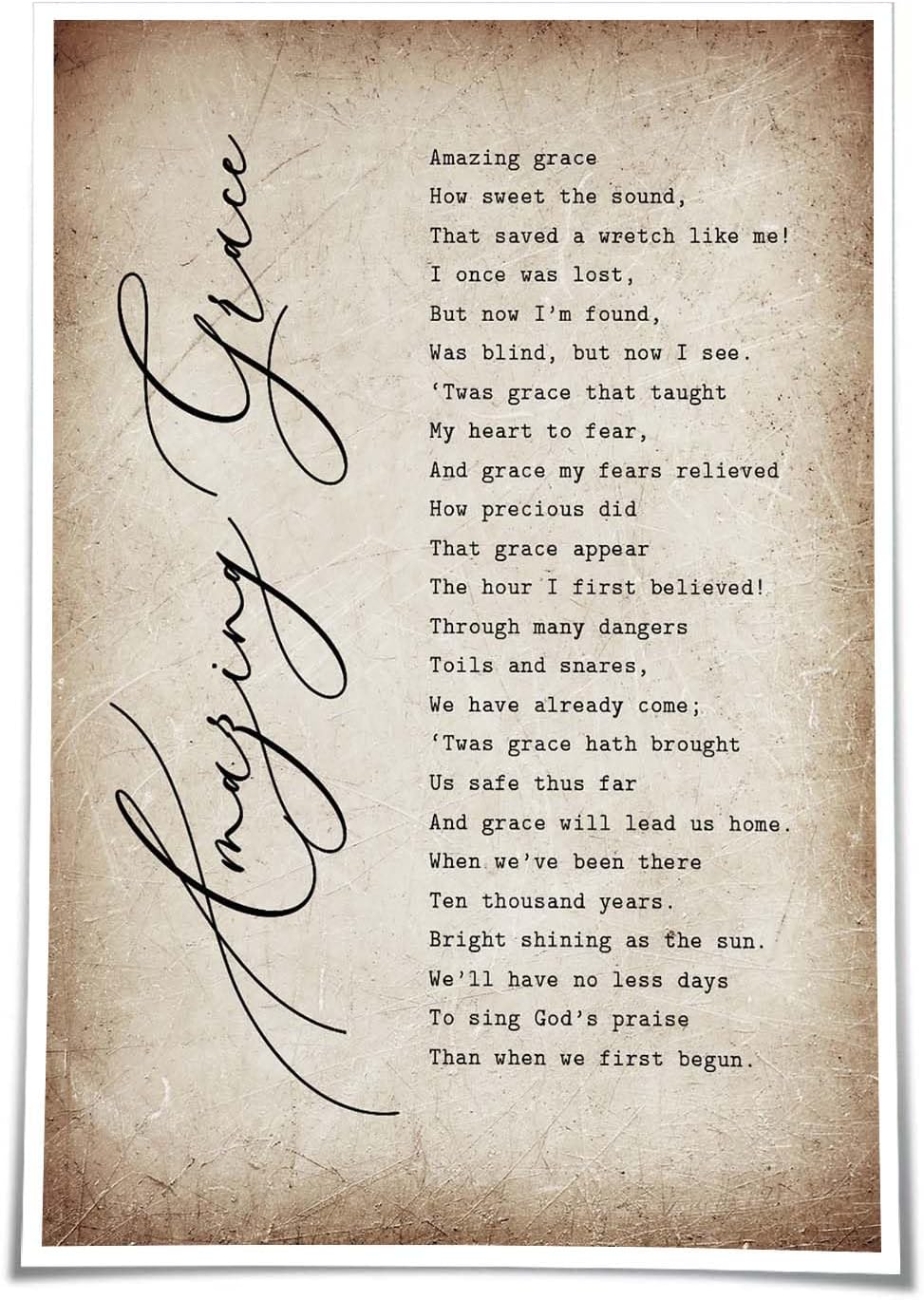 Amazon.com: Jelyfisg Amazing Grace Poem Wall Art Bible Verse Poster ...