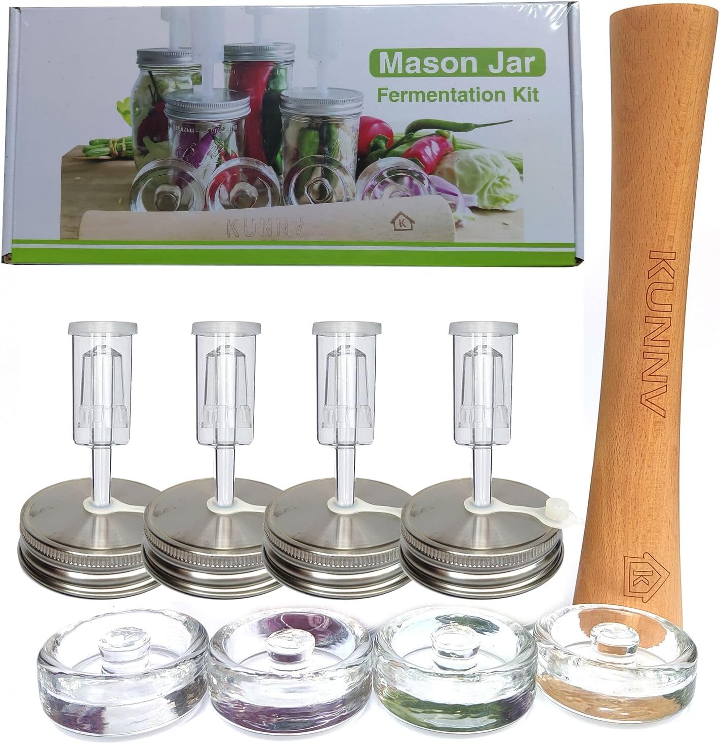 Amazon.com: 8 Pcs Fermentation Kit 6 Glass Fermentation Weights, Wood ...