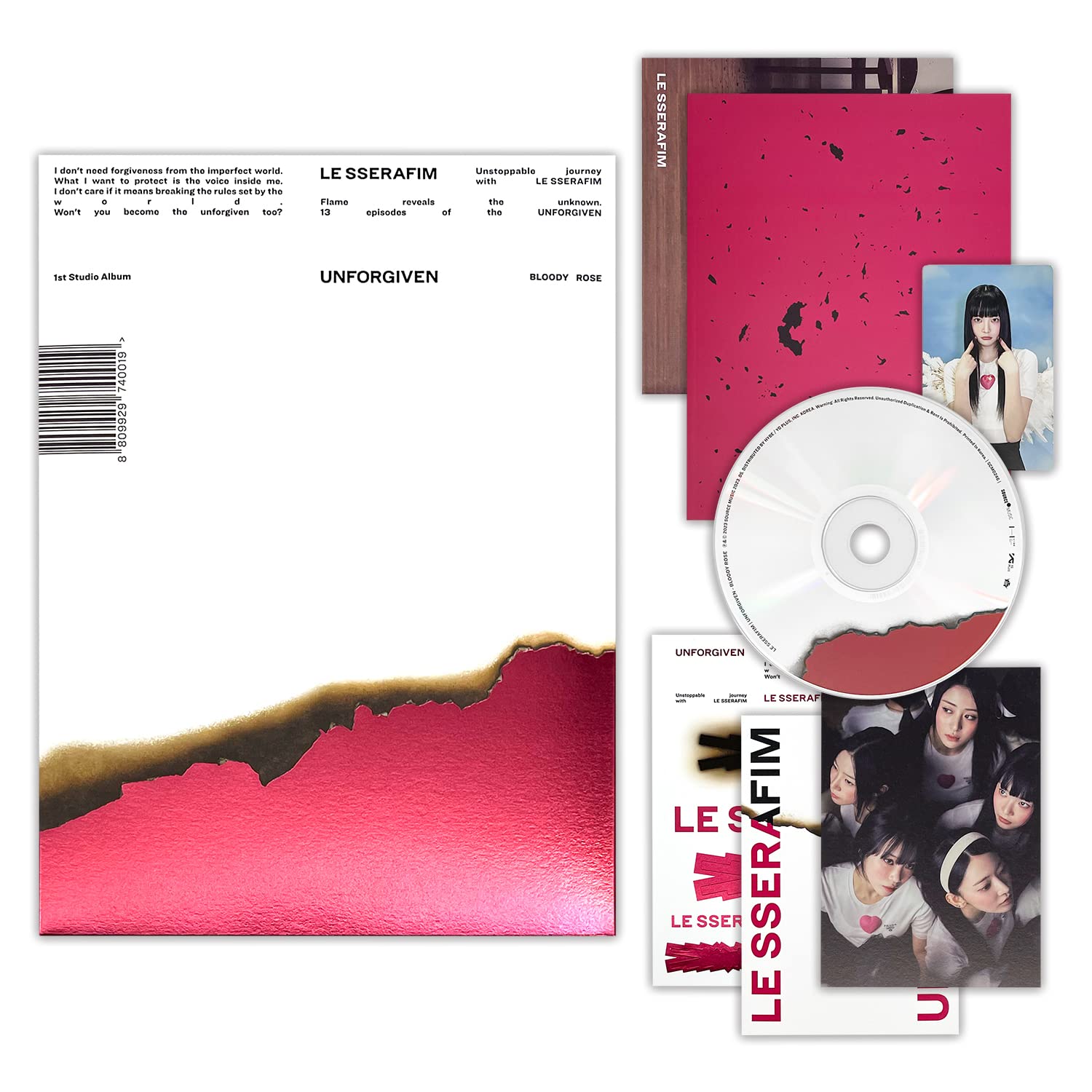 LE SSERAFIM - 1st Studio Album [UNFORGIVEN] (BLOODY ROSE Ver.) Outer ...