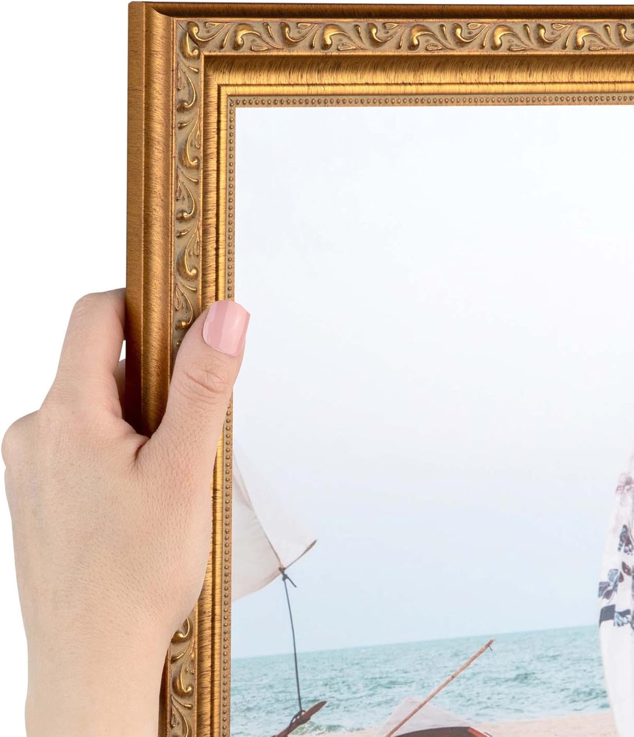 Amazon.com - ArtToFrames 14x17 inch Gold with beads Wood Picture Frame ...