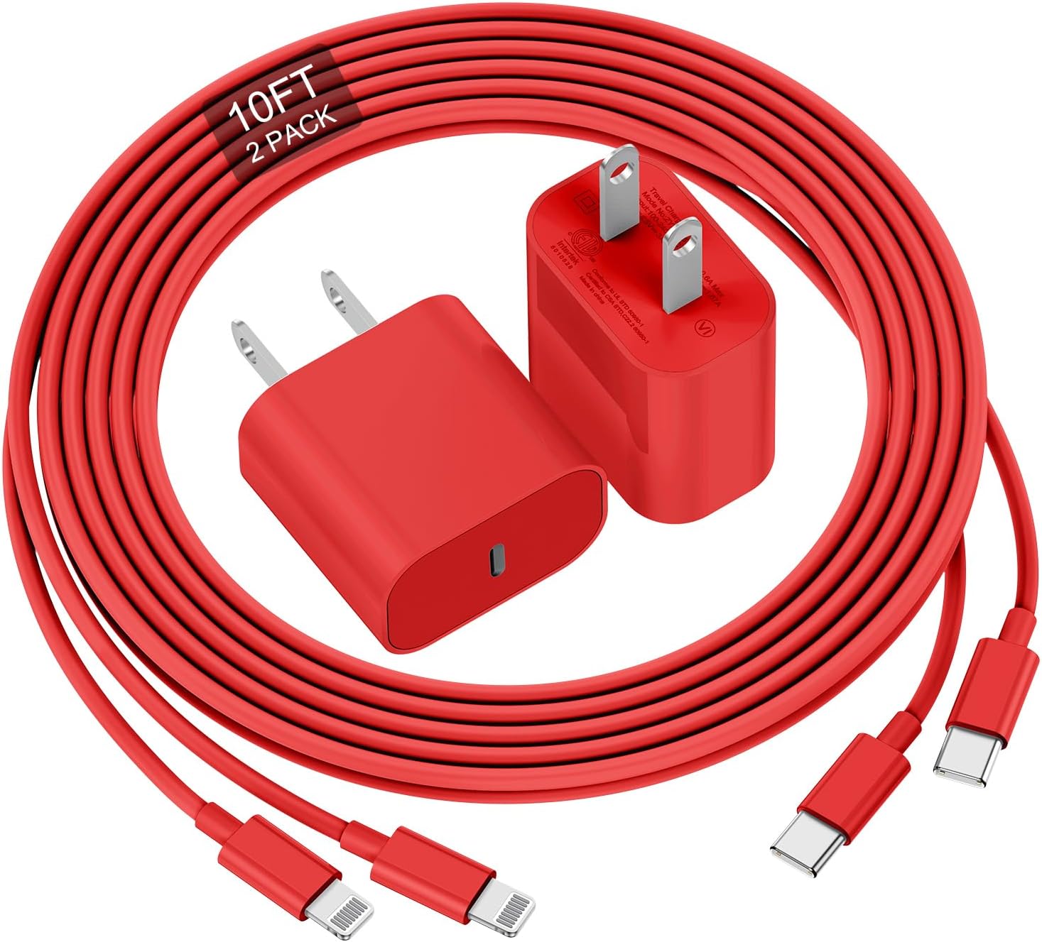 Amazon.com: Phone Charger Fast Charging 10 FT, Long USB C to Lighting ...