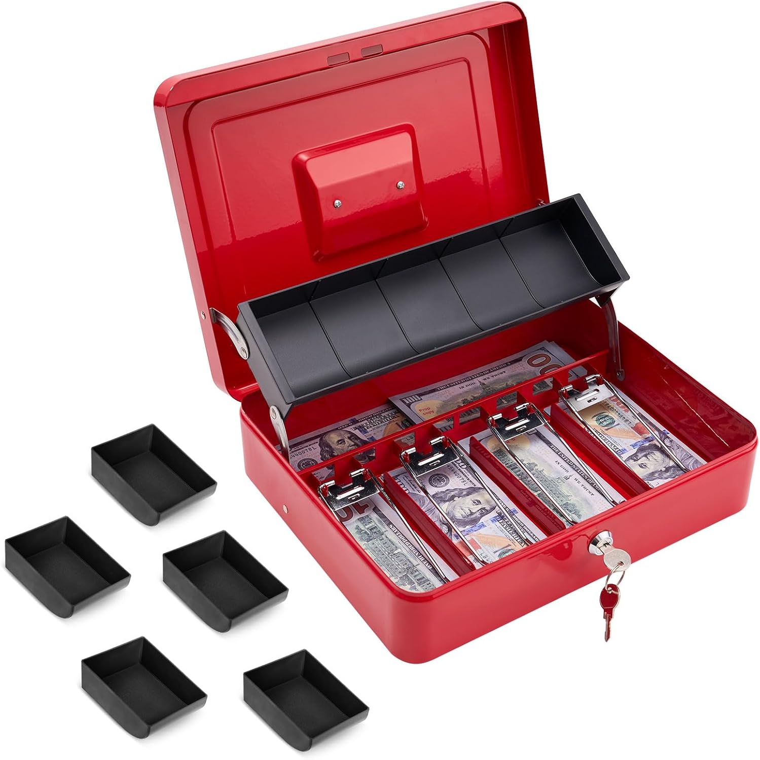 Amazon.com: ZYNKORA Large Cash Box with Key Lock,Money Box with Cash ...