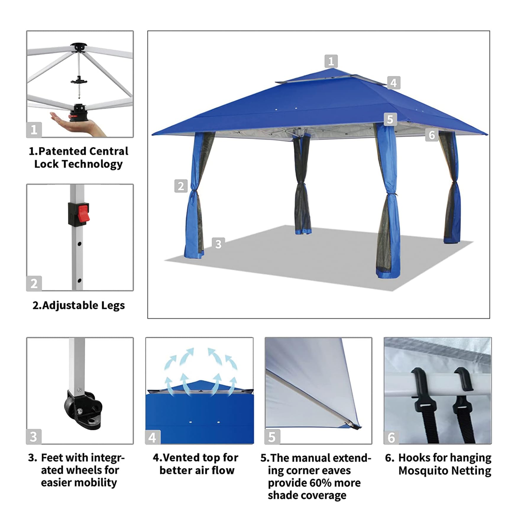 Snapklik.com : CROWN SHADES 13X13 Outdoor Pop Up Gazebo Base 10X10 ...