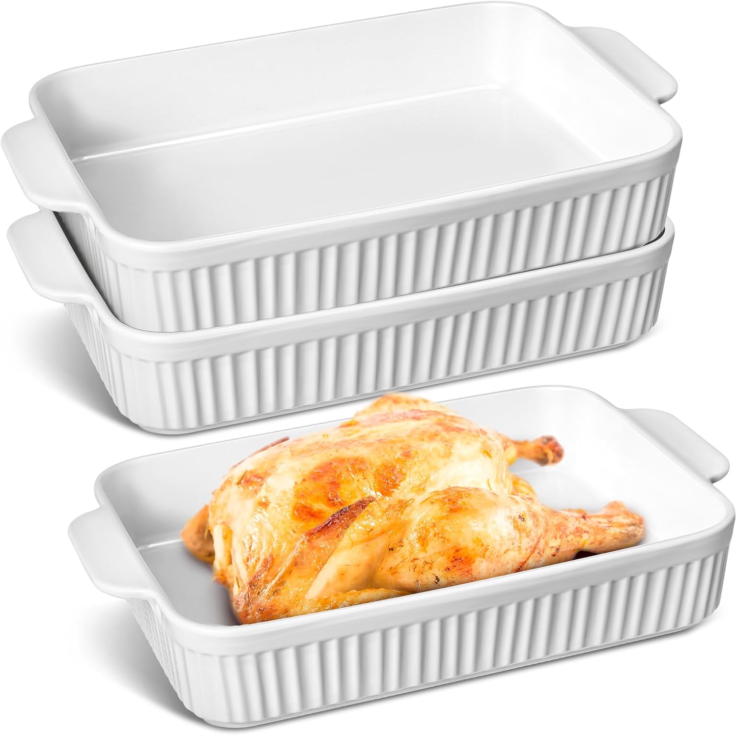 Amazon.com: Nuogo 2 Pack 7'' x 12'' Casserole Dish for Oven 3 Qt ...